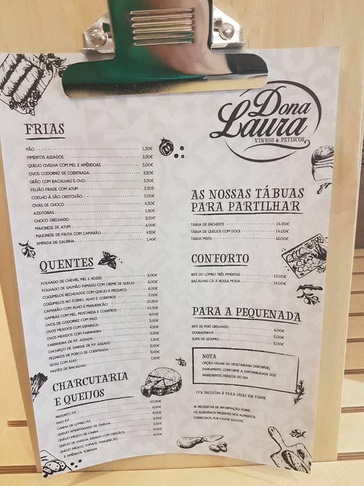 Menu em Dona Laura pub & Bar, Evora