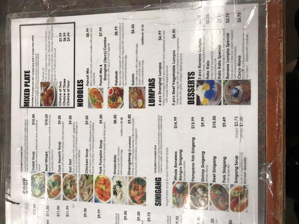 Menu at Thelma's Filipino Restaurant, Henderson, W Sunset Rd