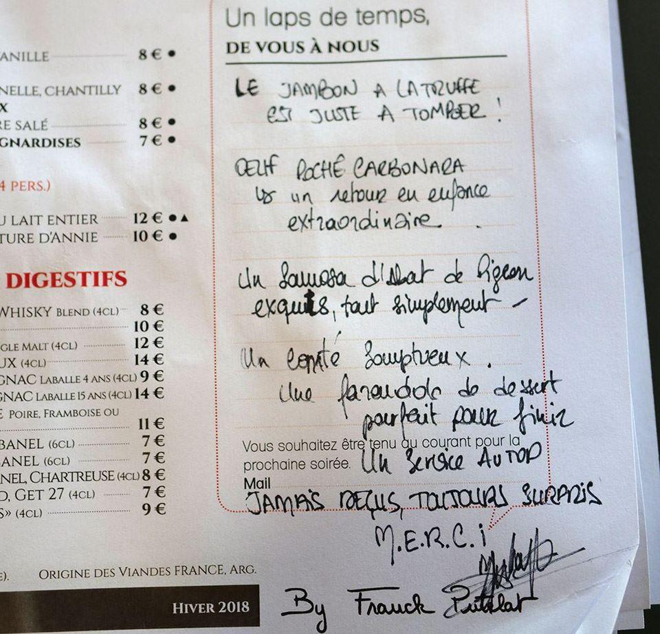 Menu au Brasserie a 4 Temps restaurant, Carcassonne