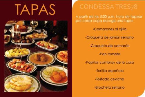 Menu at Condessa tres78 restaurant, Mexico City