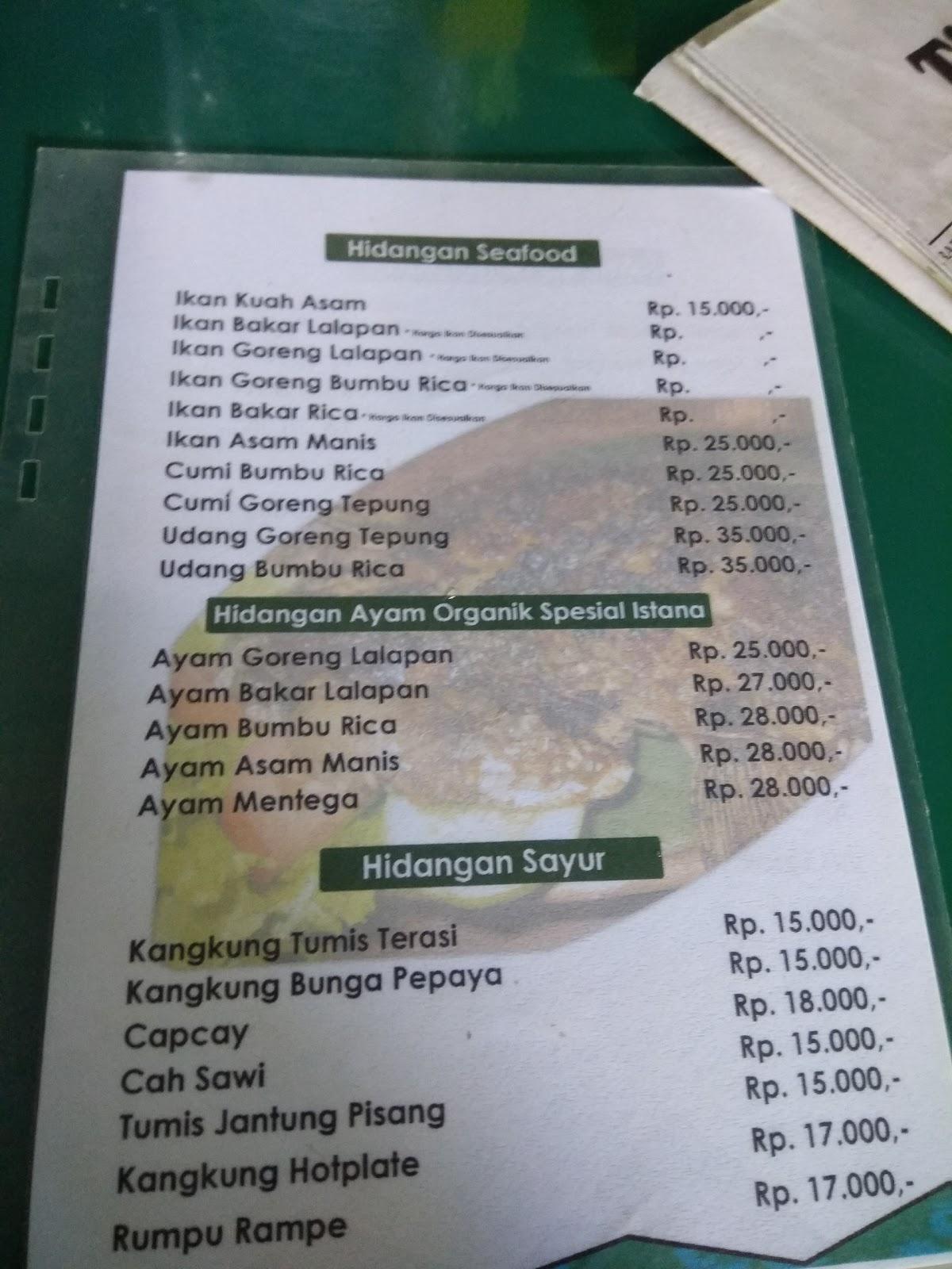 Menu at ISTANA Resto restaurant, Kupang