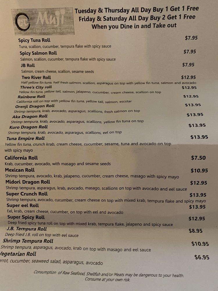 Menu at Muji Thai Country & Sushi (Bonita Beach rd) restaurant, Bonita ...