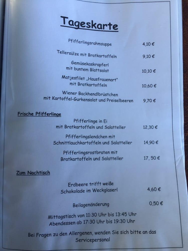 Speisekarte von Stroblalm, Anger
