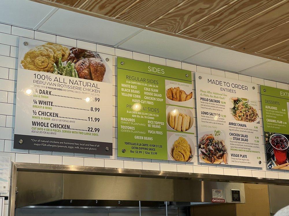 Menu at Alpaca Peruvian Charcoal Chicken restaurant, Garner
