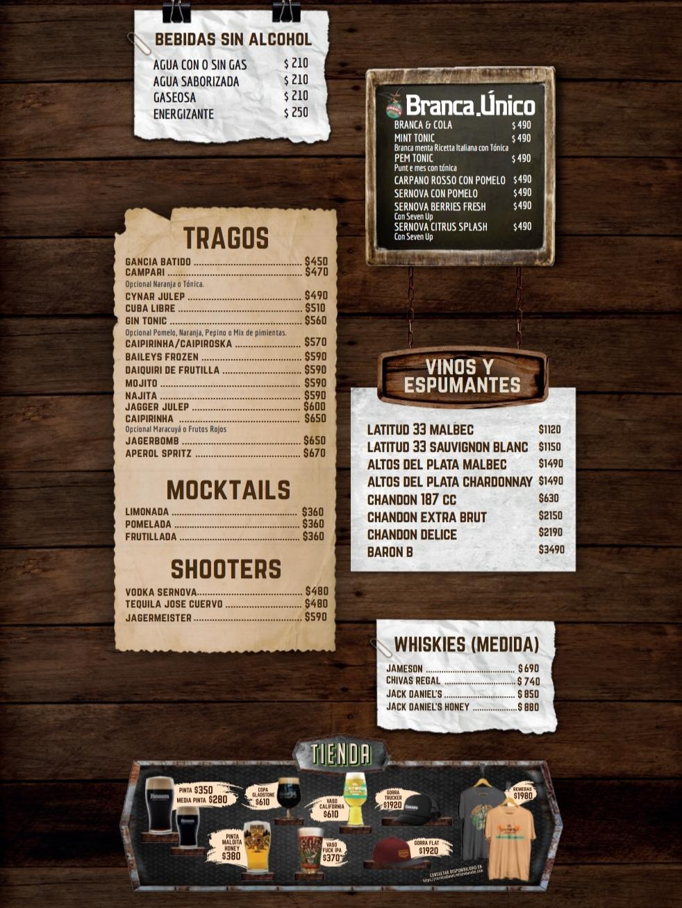 Menu at Baum Parque Patricios pub & bar, Buenos Aires