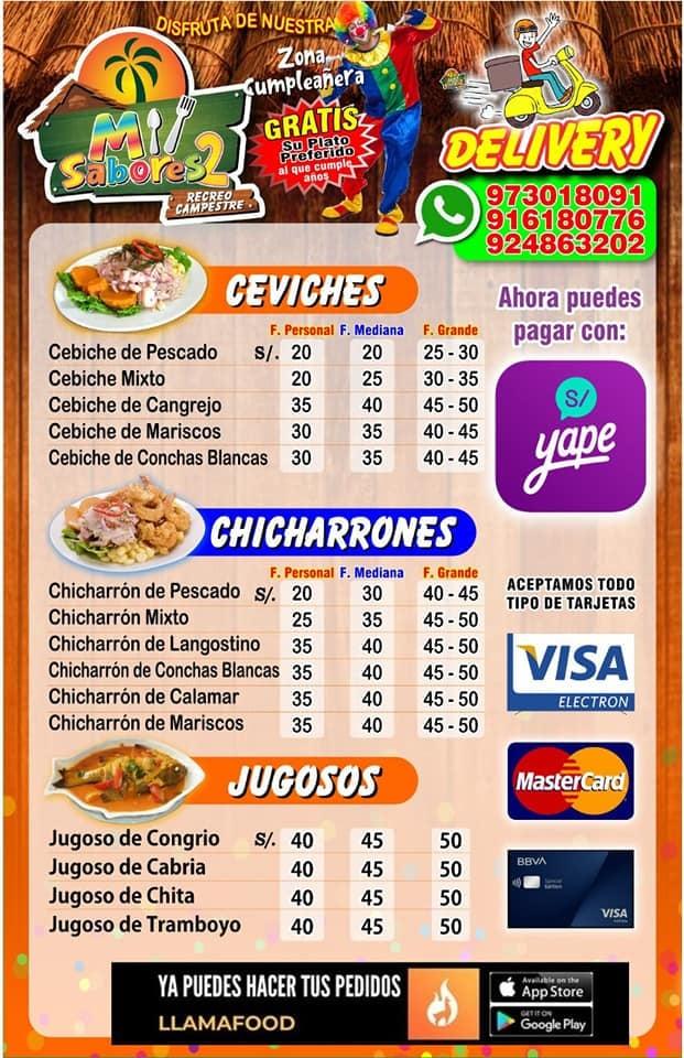 Carta del restaurante Cevichería Mil Sabores 2, Chimbote
