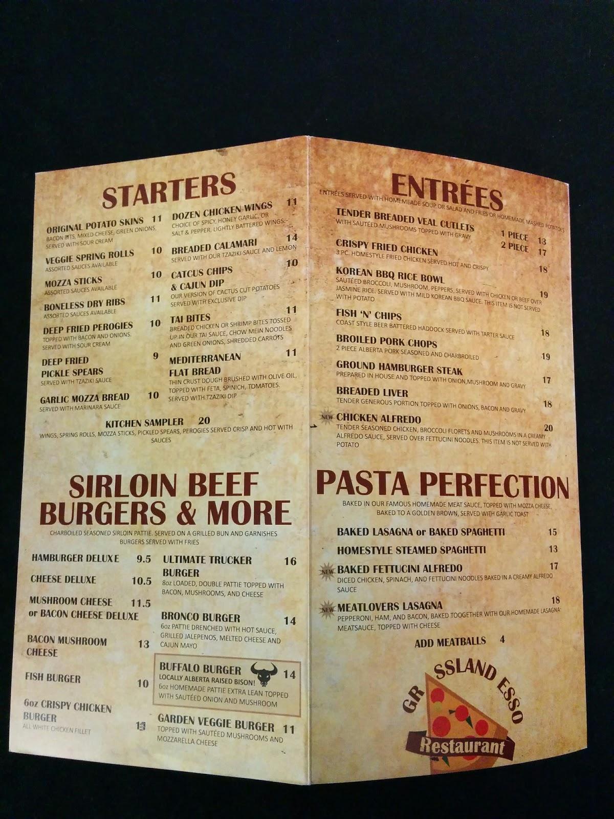 Menu at Esso Family Restaurant- Best restaurant in Grassland alberta ...