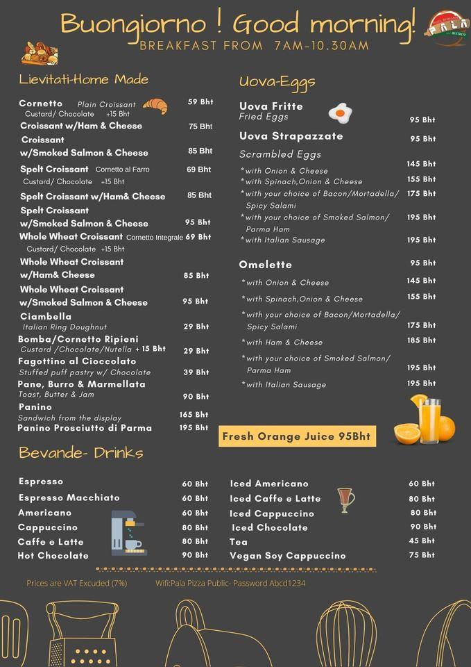Menu at PALA PIZZA ROMANA & BISTROT restaurant, Bangkok, Room 1 BTS/MRT ...