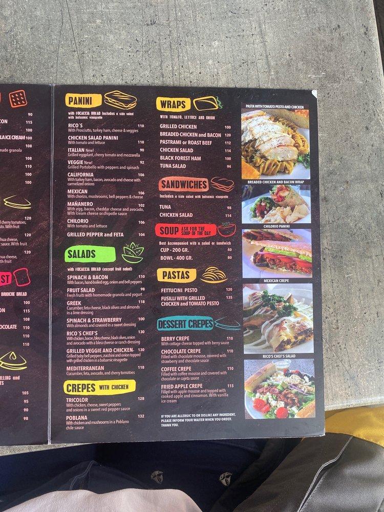 Carta de Rico´s Café - Olas Altas, Mazatlán