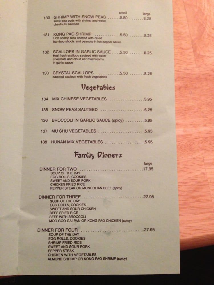 Menu at China Cafe, Charleston