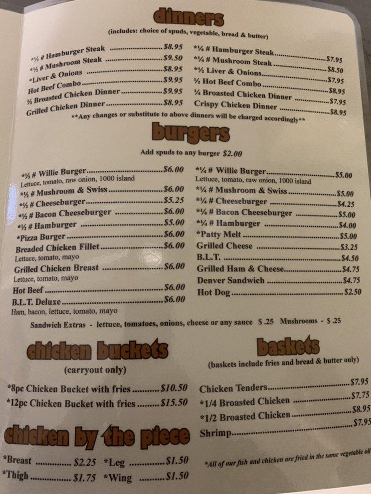 Menu at Curve-In Cafe, Redgranite