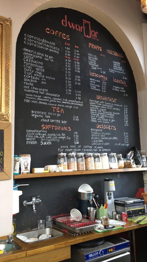 Menu at Dwarf Jar cafe, Dublin