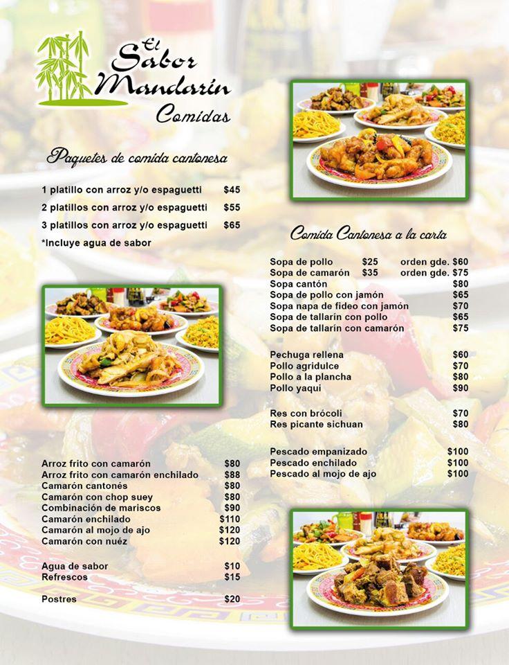 Menu at El Sabor Mandarin restaurant, Mexico City