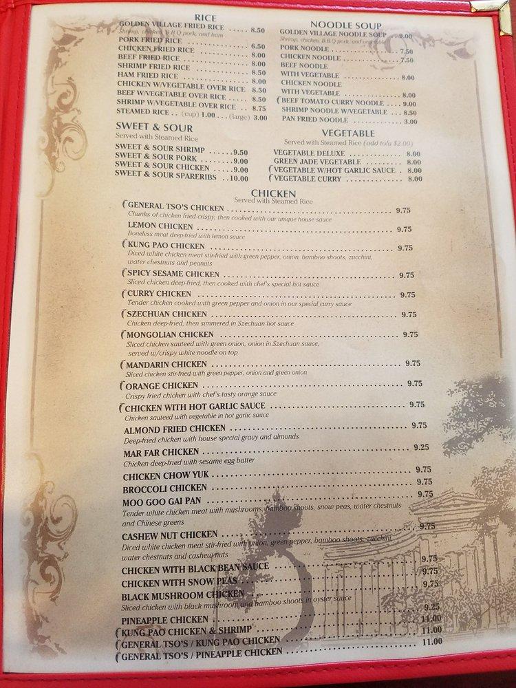 Menu at Golden Village Restaurant, Milton-Freewater