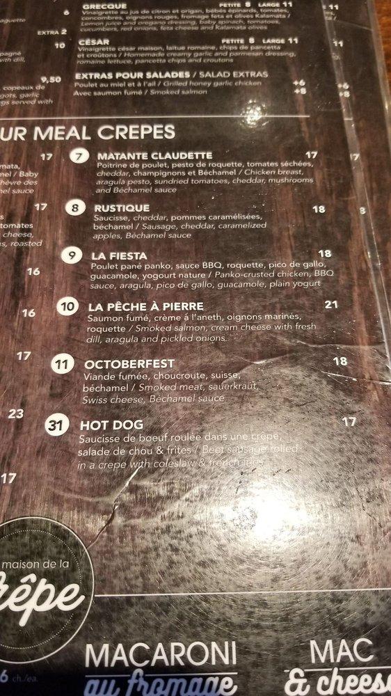 Menu at La maison de la crêpe restaurant, Mont-Tremblant, 127 Chem. de ...