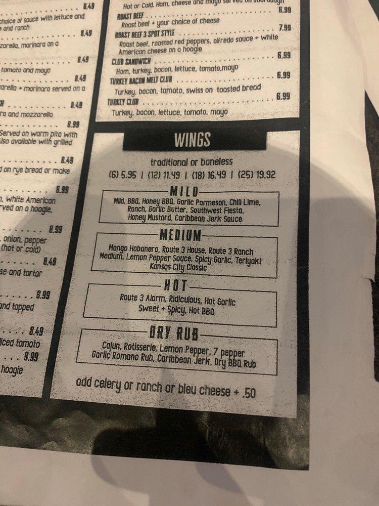 Carta del pub y bar The 3 Spot, North Royalton