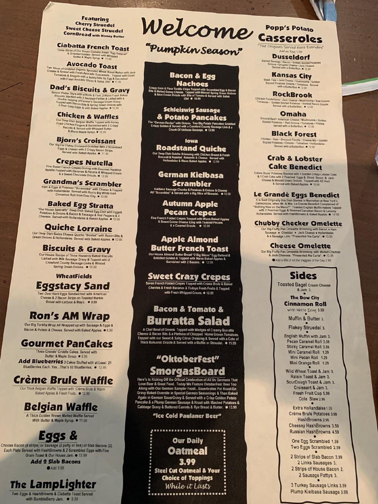 Menu at WheatFields Eatery & Bakery, Omaha, S 103rd St