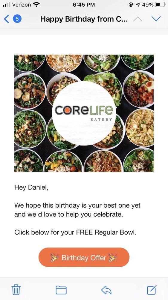 Menu at CoreLife Eatery restaurant, Boca Raton