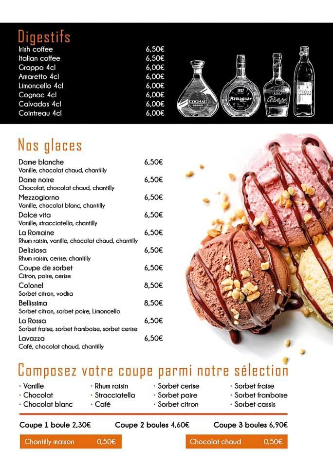 Menu at Le Palermo pizzeria, Valenciennes
