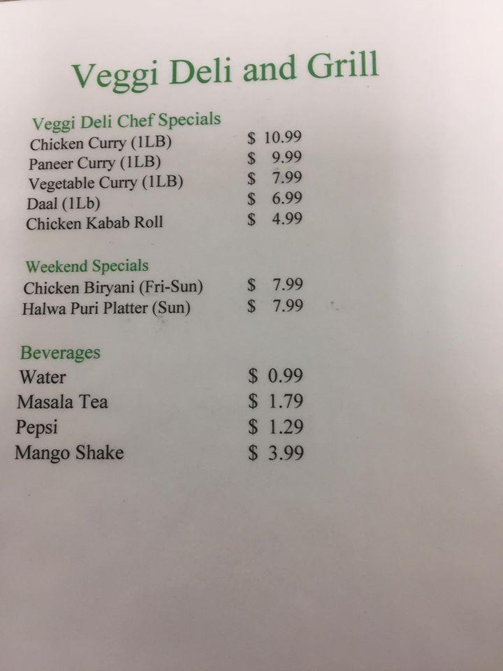 Menu at veggie deli & grill restaurant, Little Rock