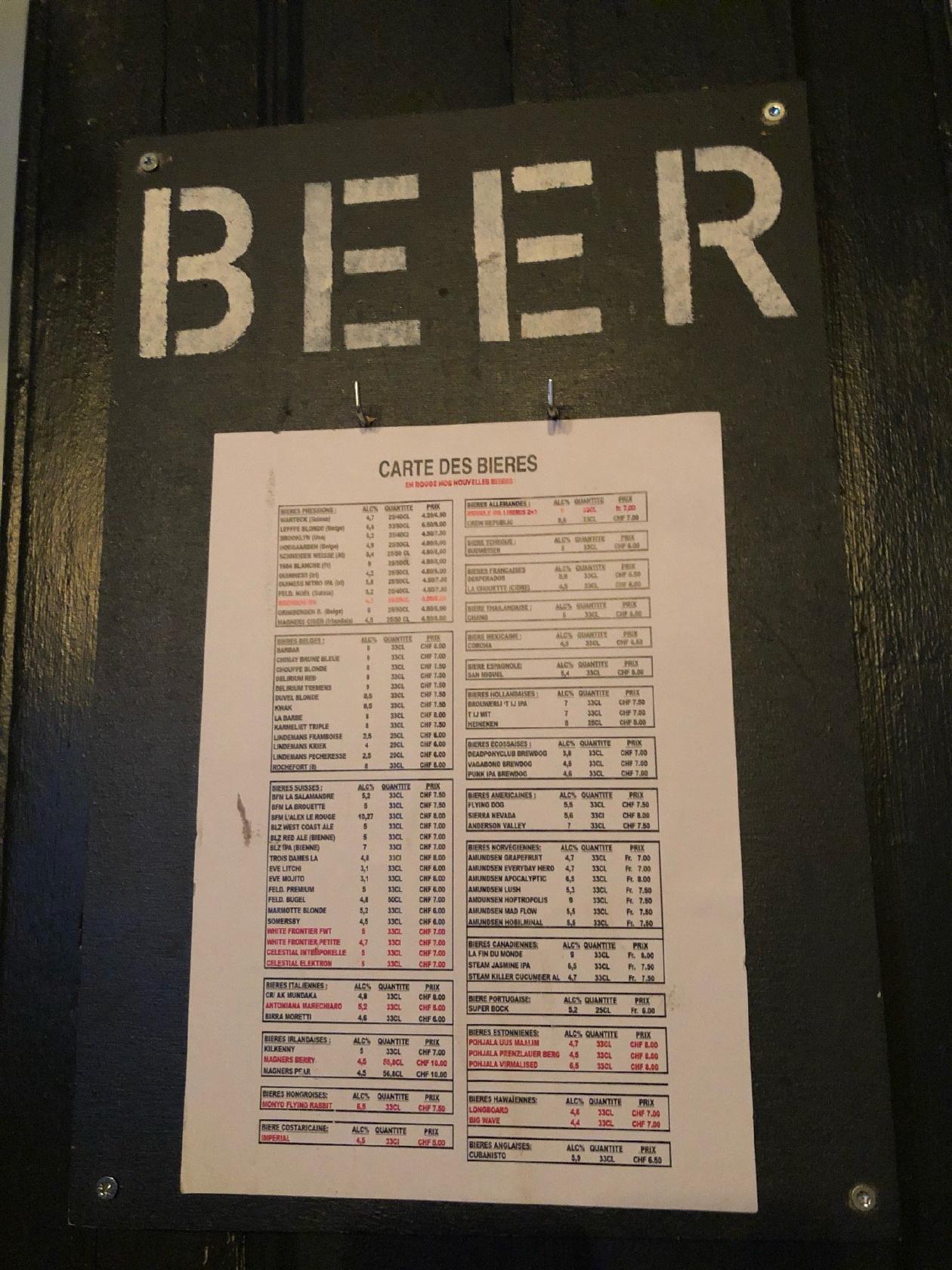 Menu at Bar 48, Biel/Bienne, Zentralstrasse 48