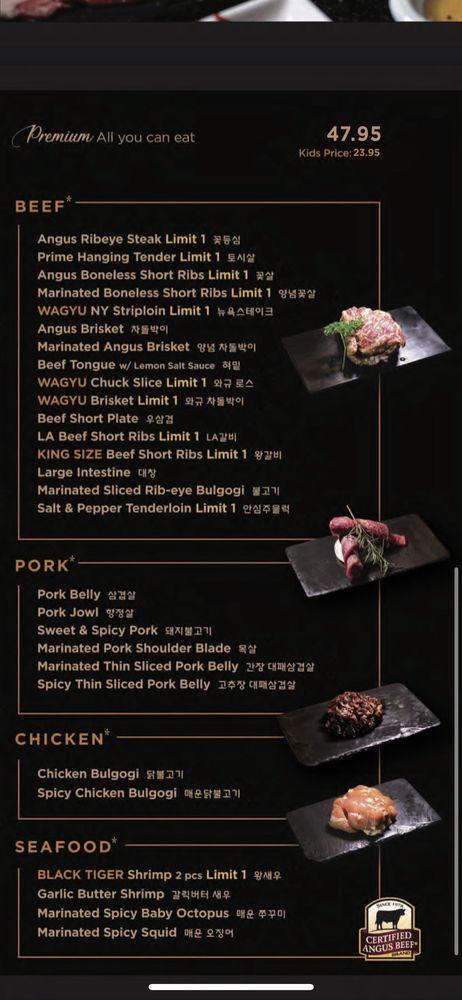 Menu at DOMA The Korean BBQ, Las Vegas