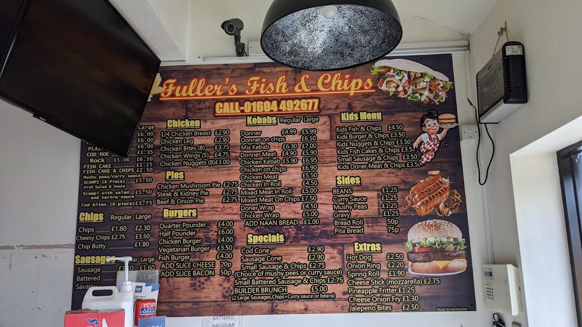 Menu at Fullers Fish and Chips restaurant, Northampton