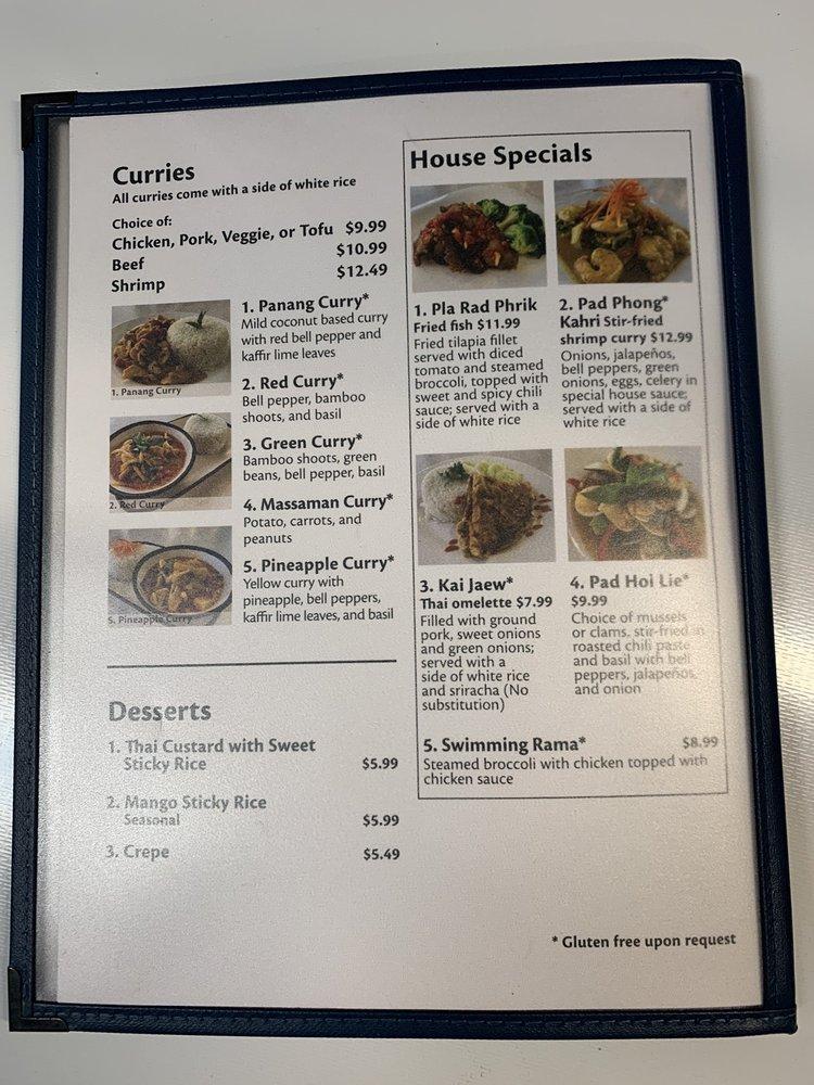 Menu at Thai Zap restaurant, Pocatello, 465 Yellowstone Ave