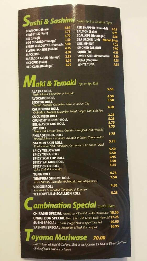 Menu at Toyama Japanese Steak House restaurant, Nashville