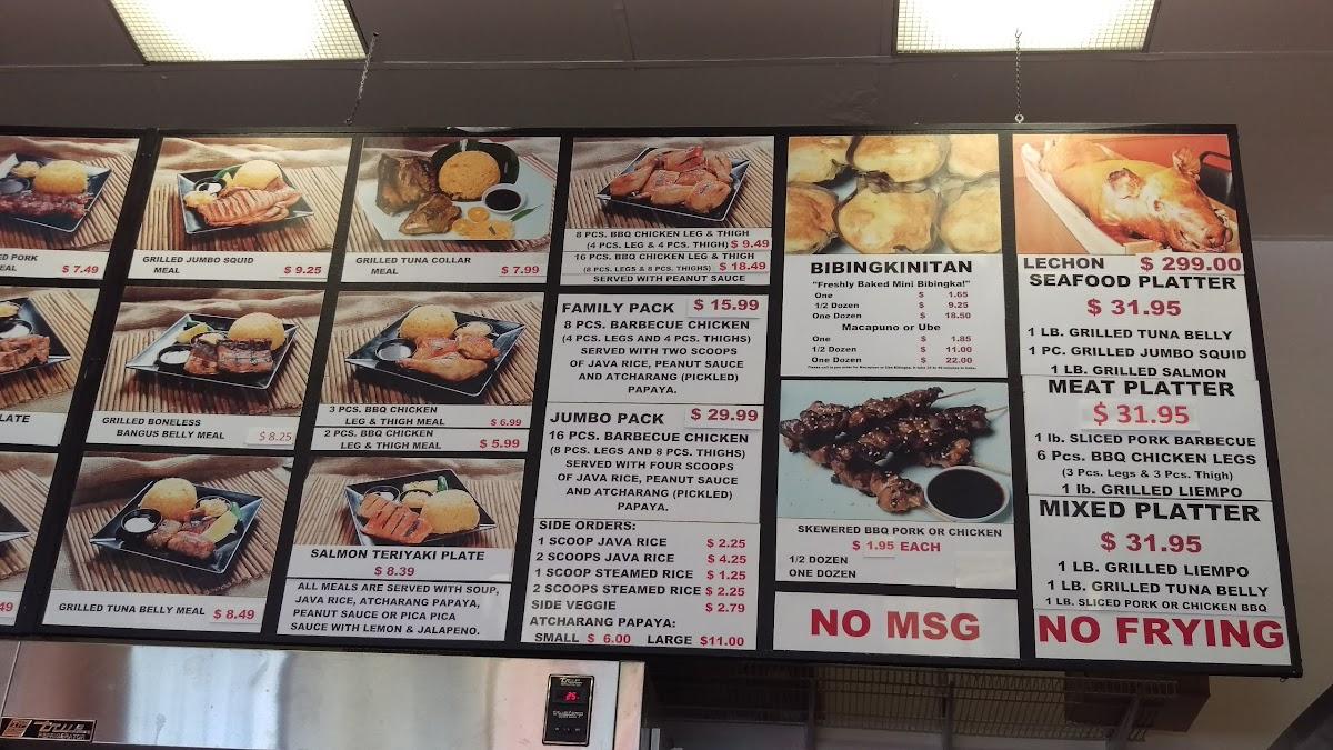Menu at Fiesta Barbecue & Bibingka, Carson