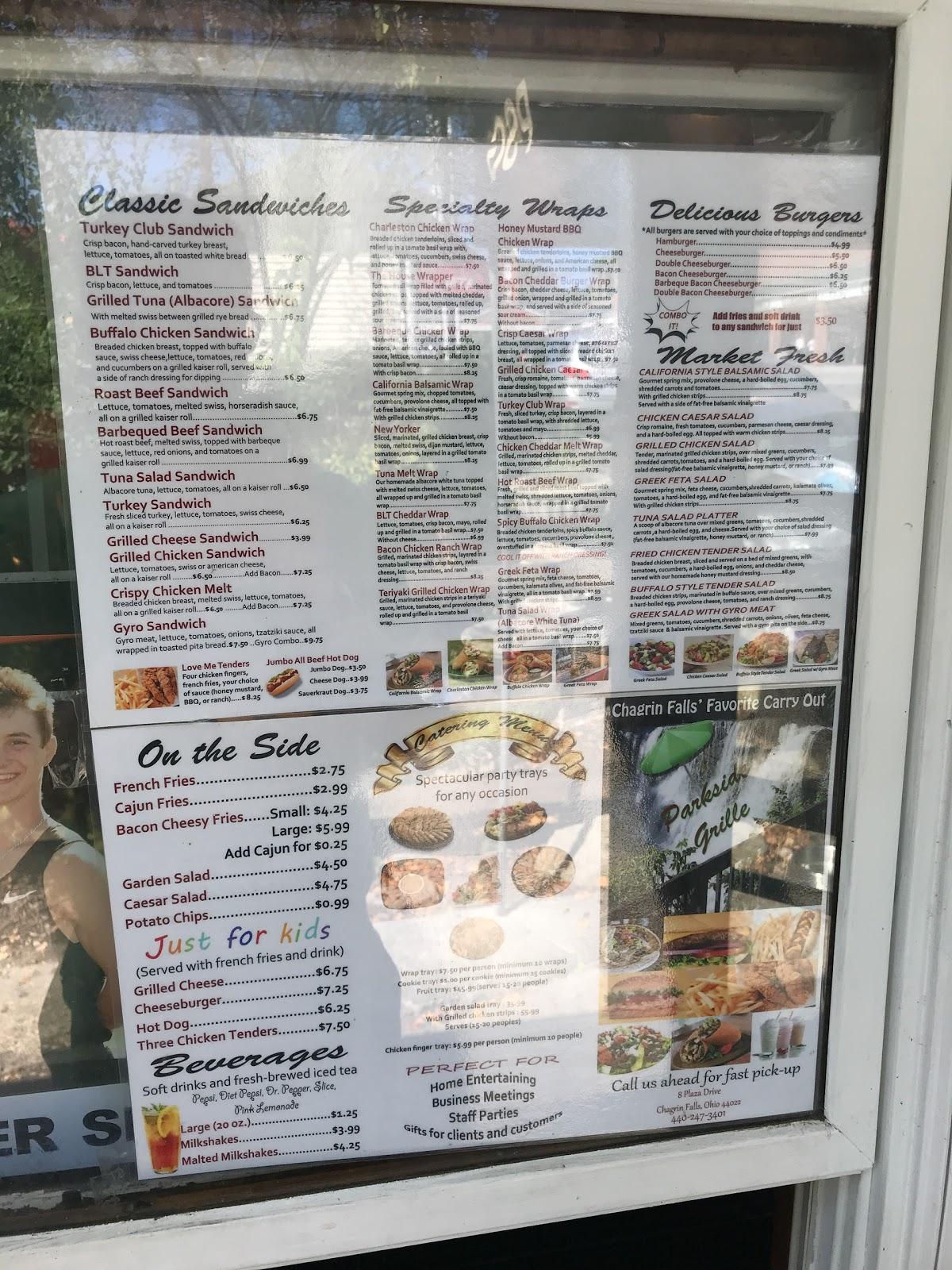 Menu at Parkside Grille restaurant, Chagrin Falls