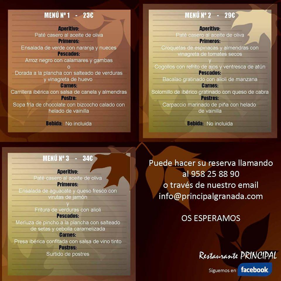 Menu at Restaurante Principal, Granada