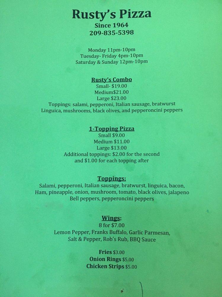 Menu at Rusty's pub & bar, Tracy