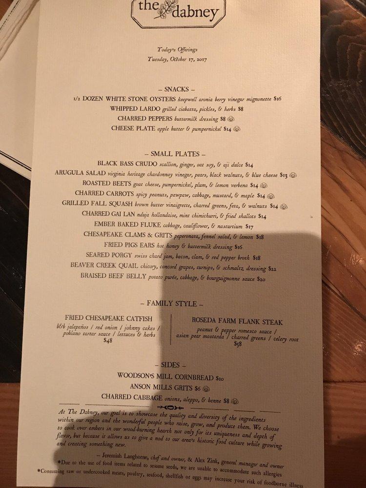 Menu at The Dabney pub & bar, Washington