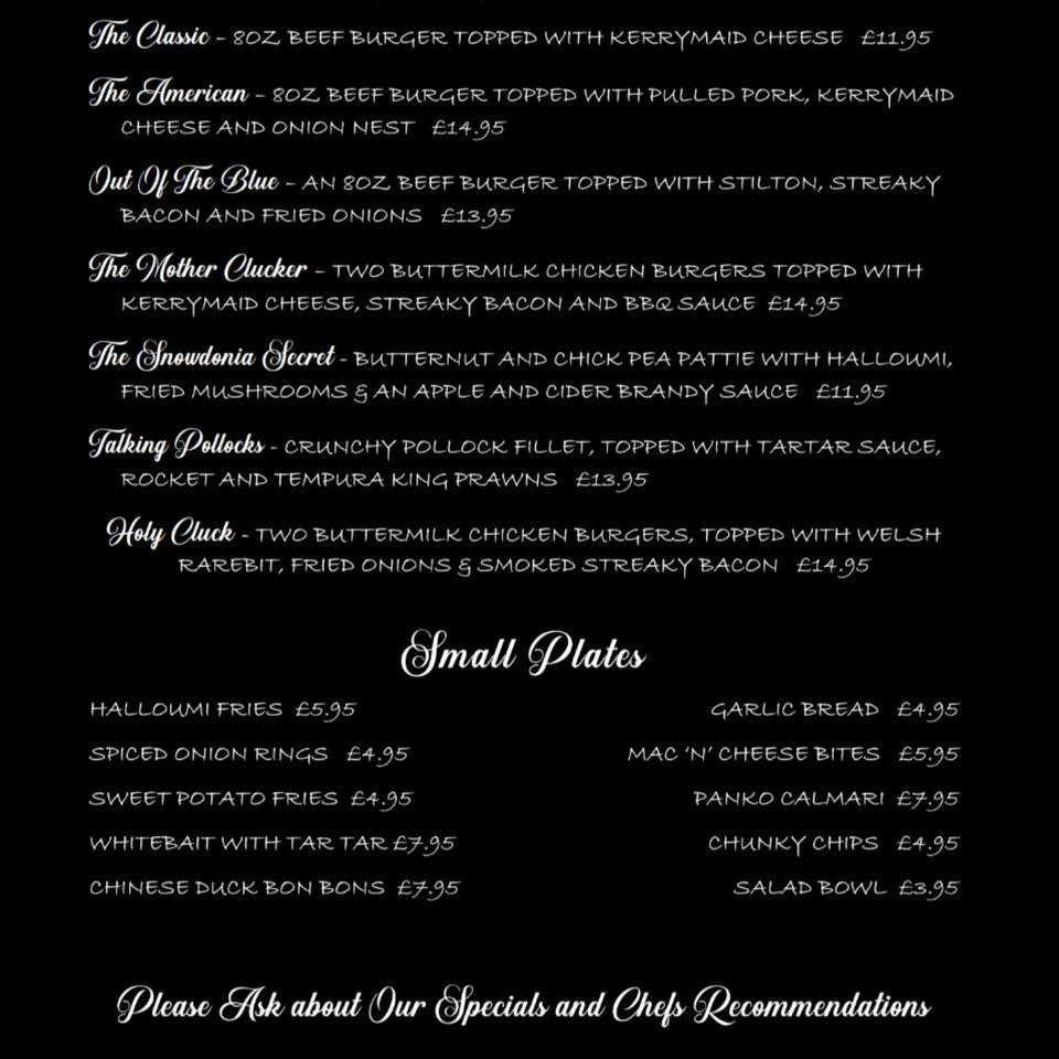 Menu at The Last Inn pub & bar, Barmouth