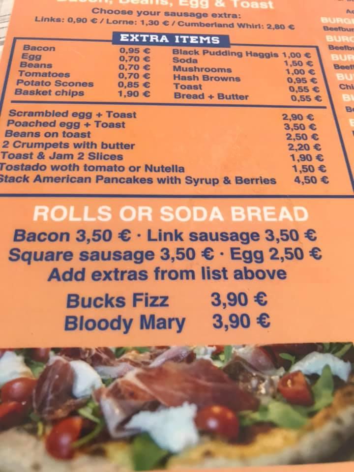 Menu at The Orange Tree restaurant, L'Albir