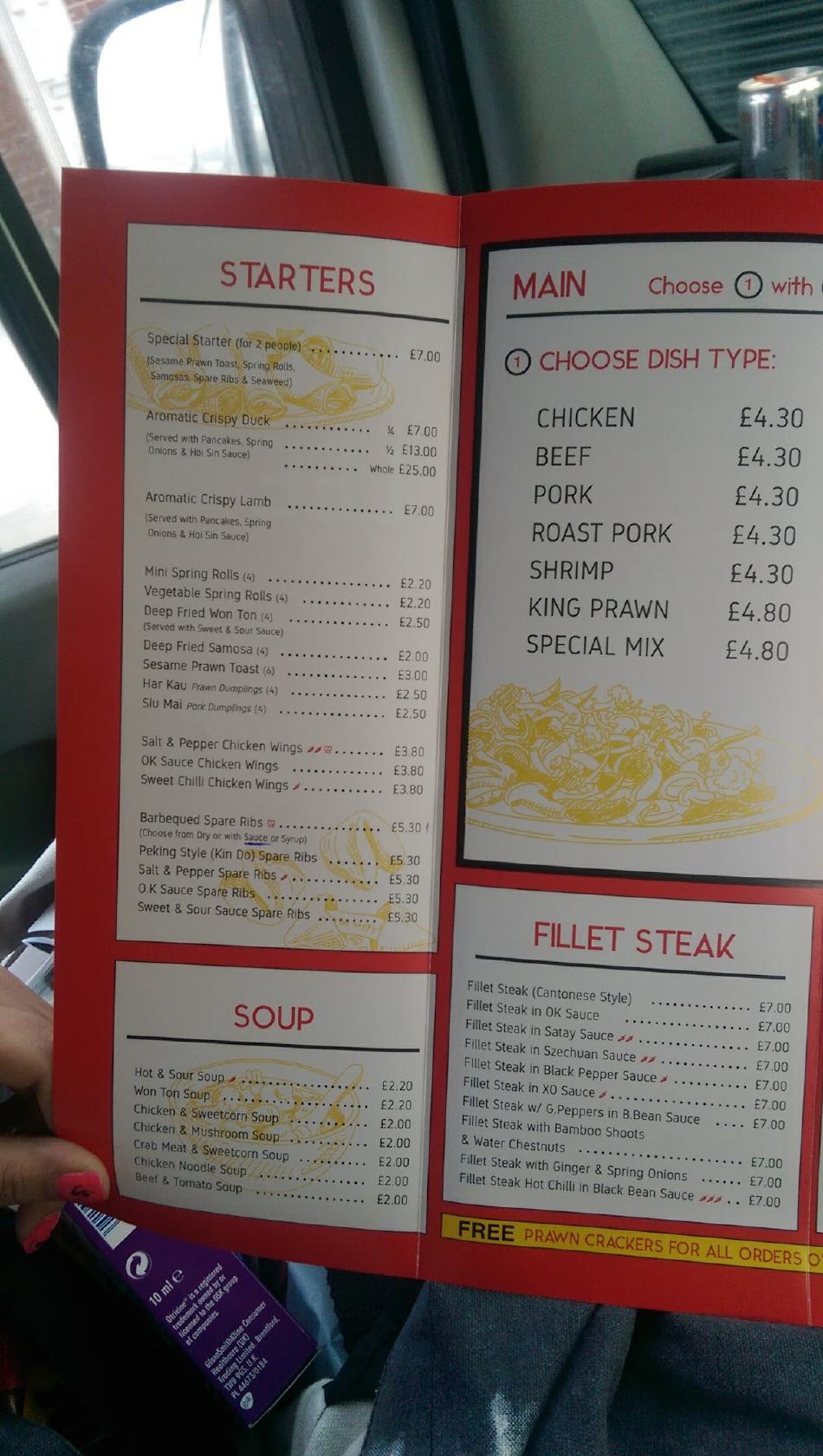 Menu at Wing Lee (Middleton) restaurant, Manchester, 55 Mount Rd