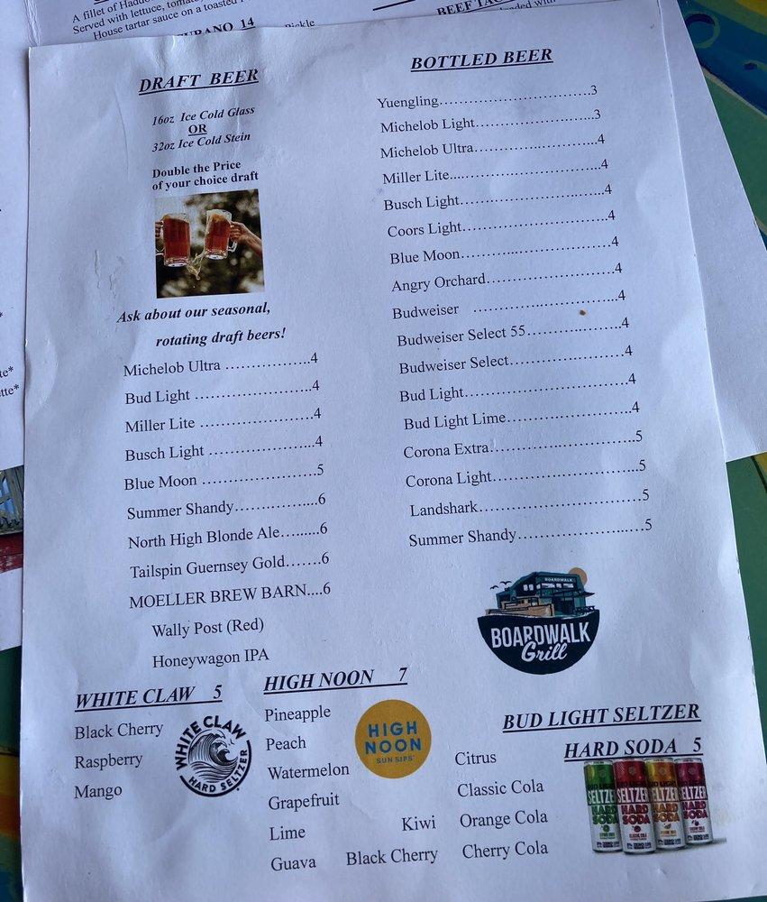 Menu at Boardwalk Grill pub & bar, Celina