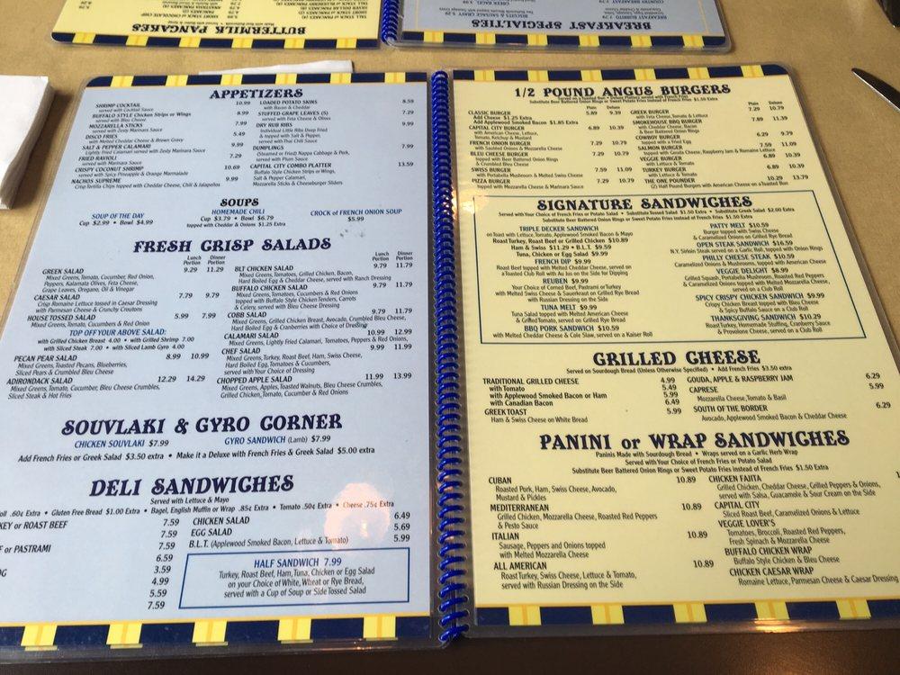 Menu at Capital City Diner restaurant, Albany, Western Ave