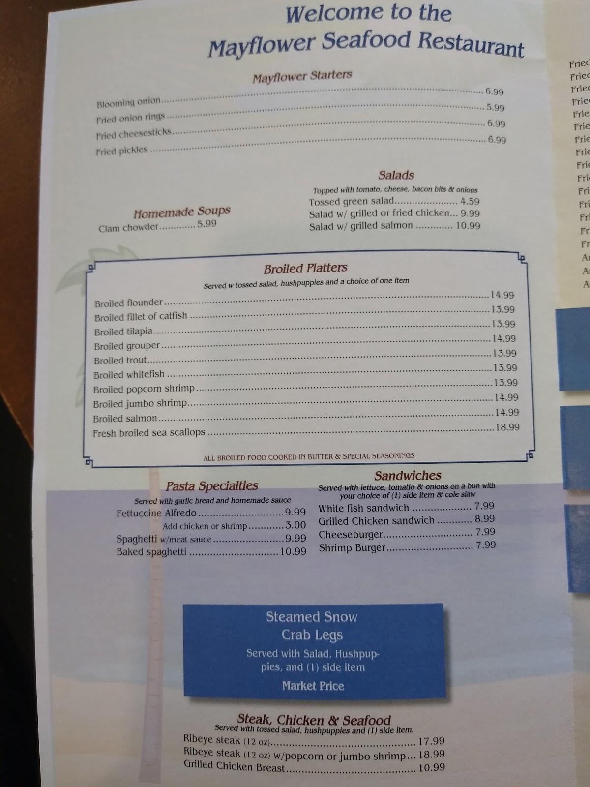 Menu at Mayflower Seafood Restaurant, Louisburg