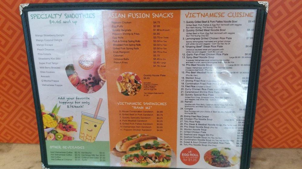 Menu at Quickly Asian Fusion Café Mobile pub & bar, Mobile