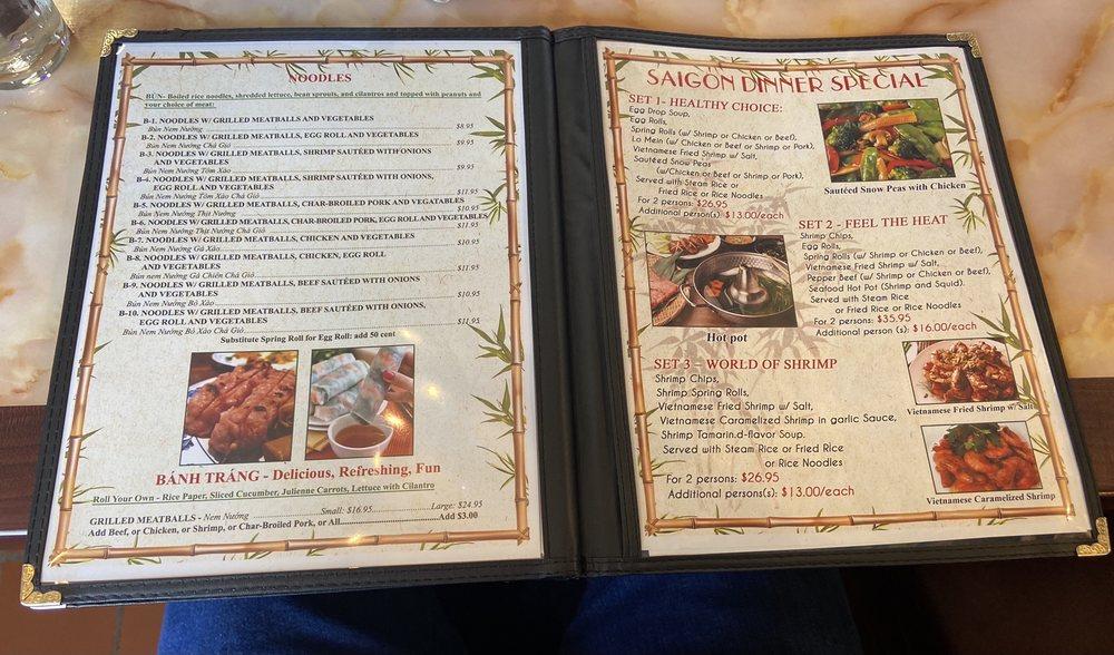 Menu at Saigon Oriental Restaurant, Wichita, N Broadway St