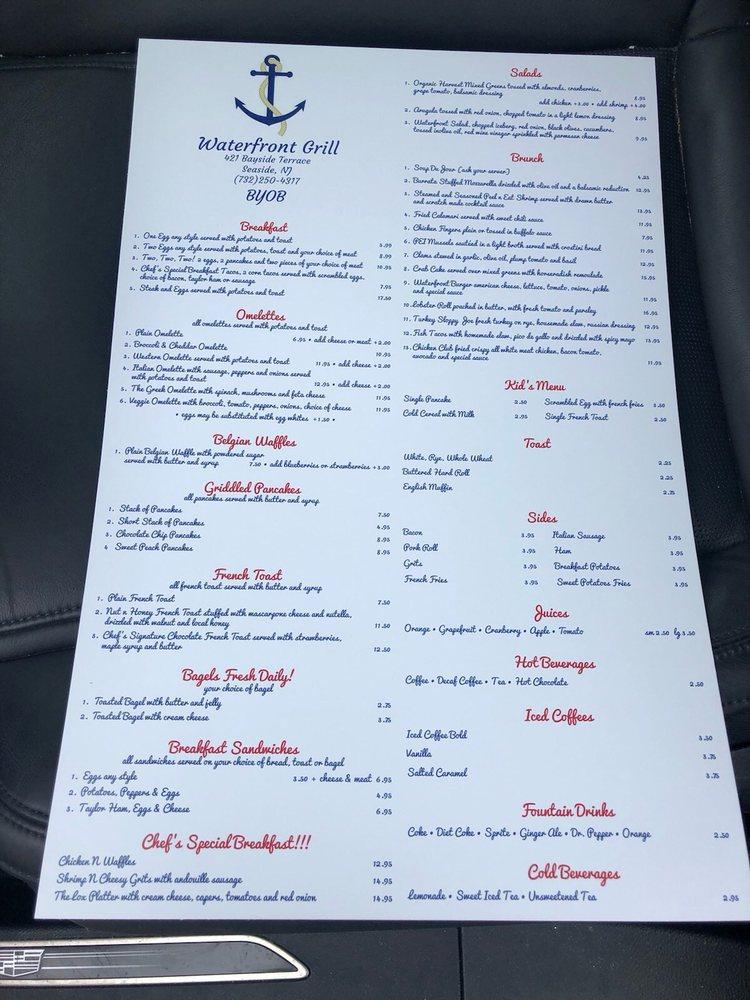 Menu at Waterfront Grill restaurant, Seaside Heights