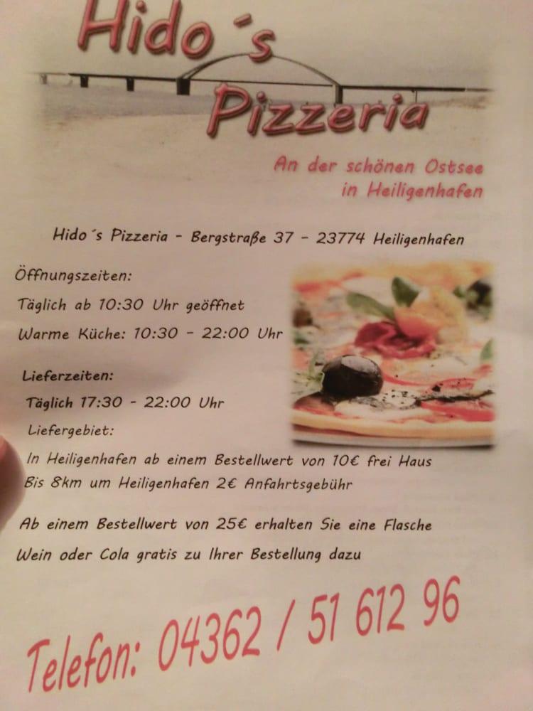 Menu at hido's pizzeria, Heiligenhafen