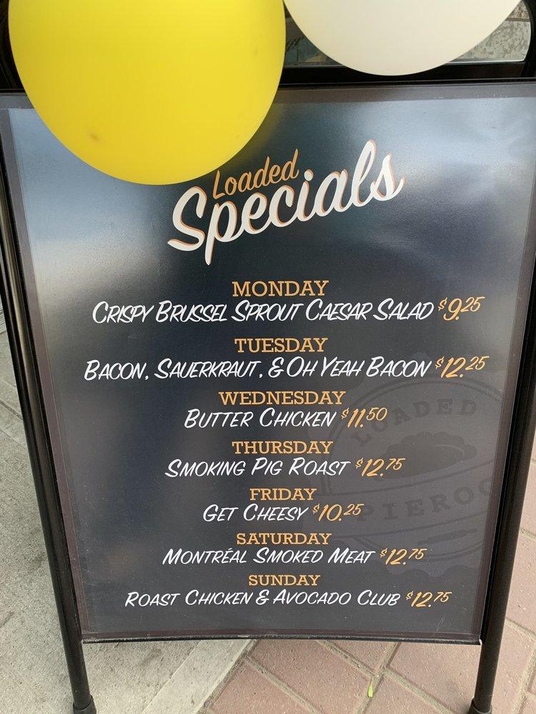 Menu at Loaded Pierogi fast food, Edmonton