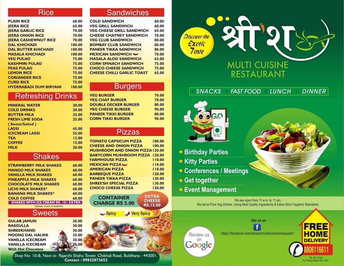 Menu at The Kebab Factory, Buldana, Chopda Lay Out