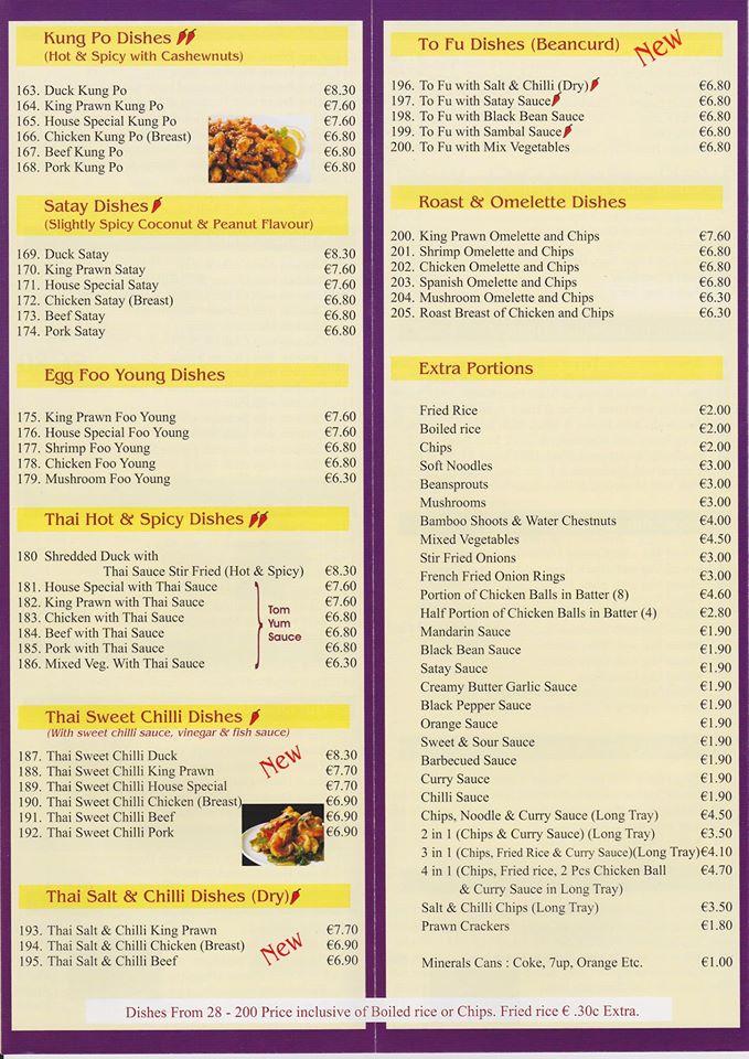 Menu at Chinatown Chinese Take Away restaurant, Lucan, Unit 14