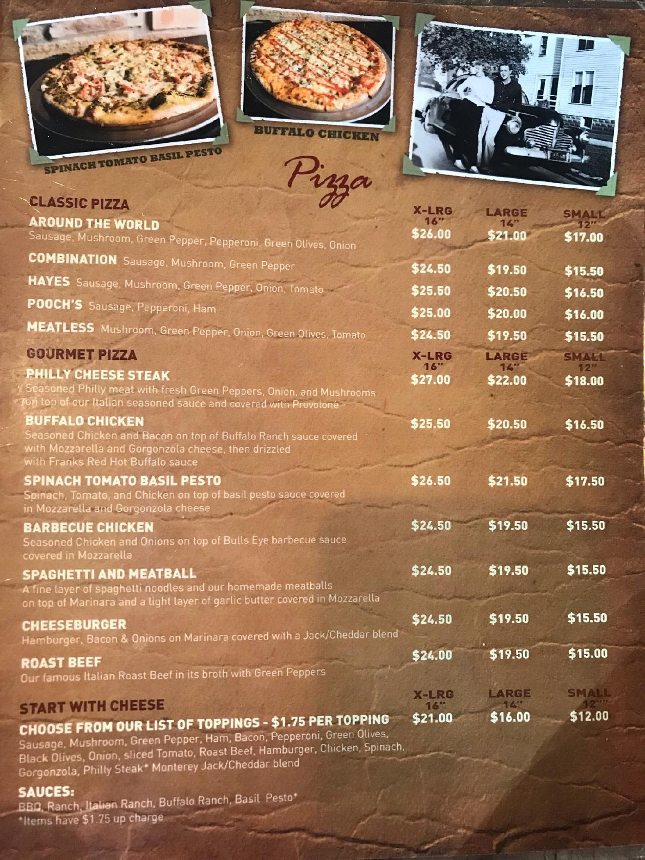 Menu at Art's Pizza pizzeria, Anderson, S Scatterfield Rd