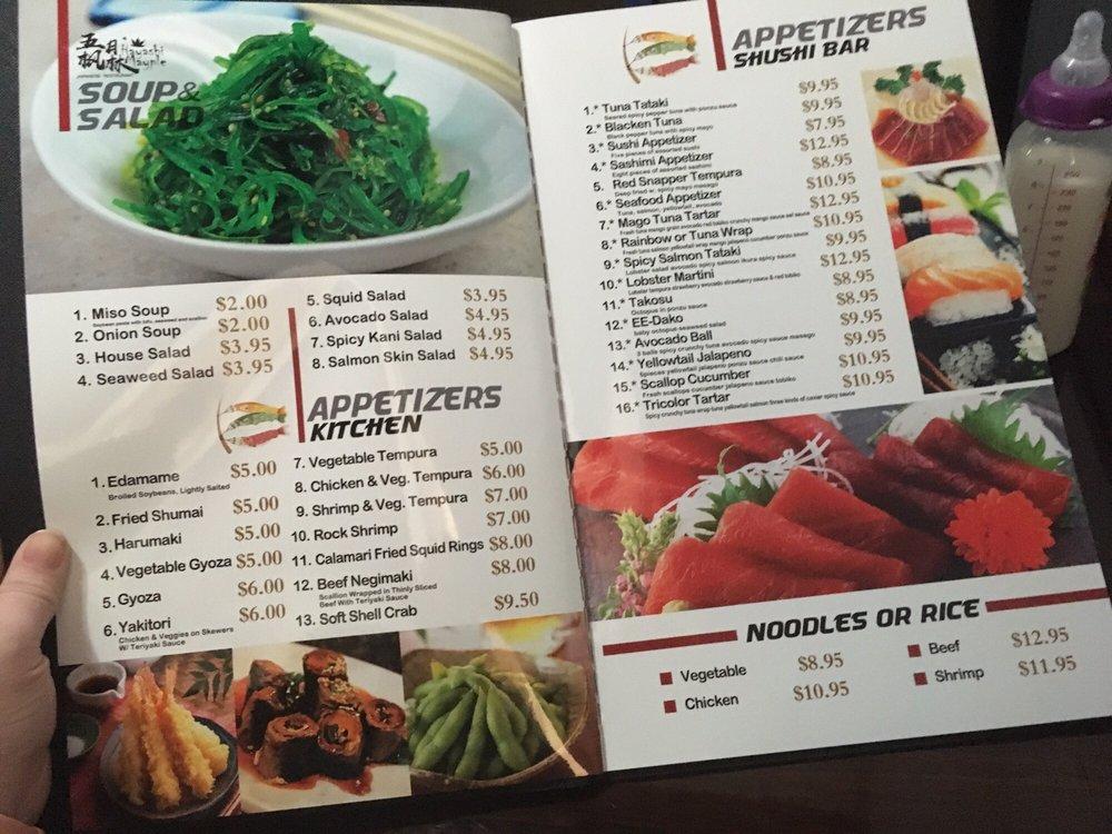 Menu at Hayashi Maple restaurant, Chardon