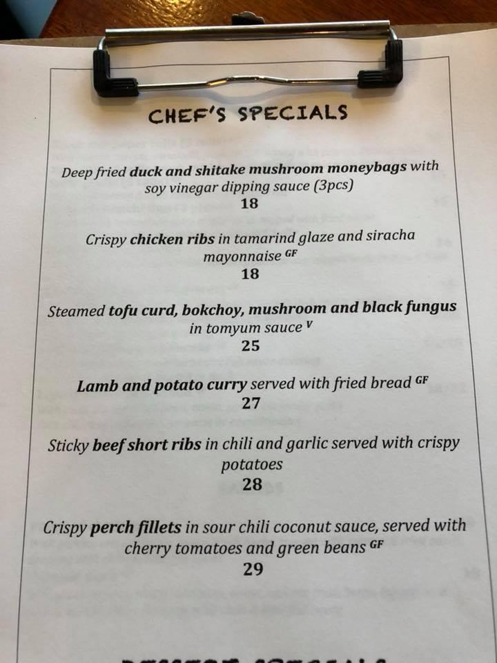 Menu at Mr T Restaurant, Paddington